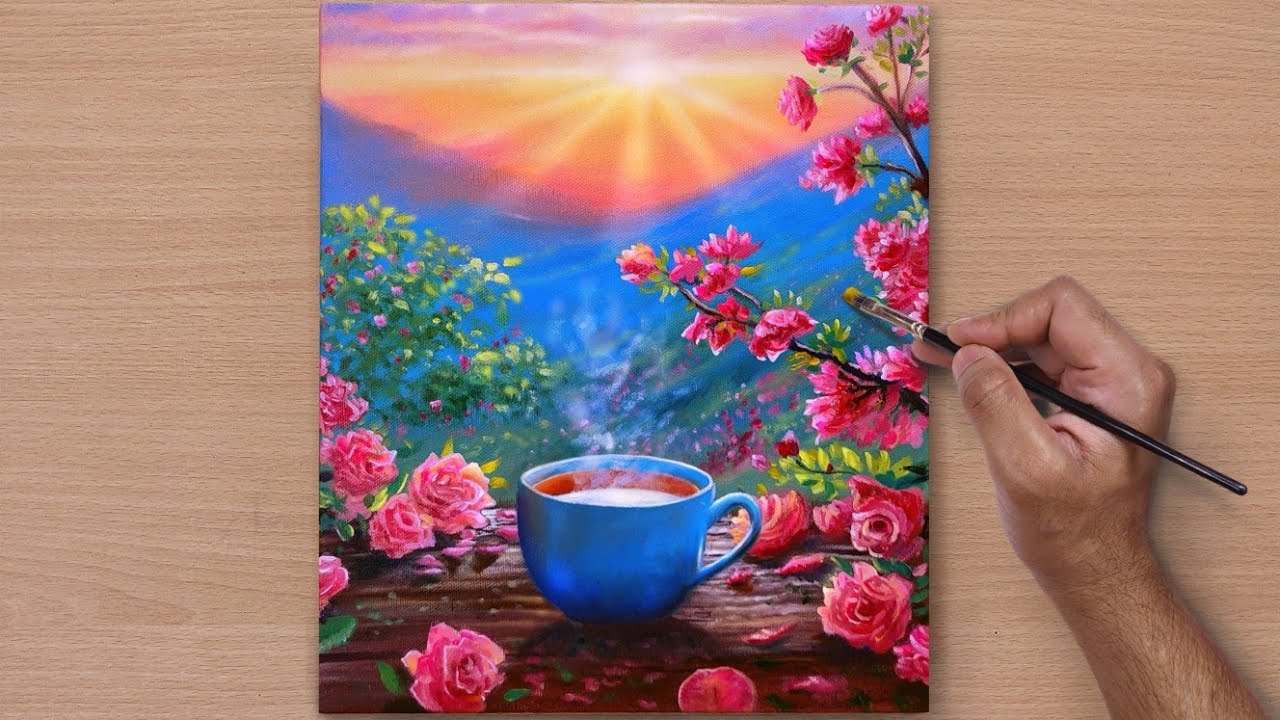 Easy Way to Paint a Morning Scenary / Acrylic Painting / STEP BY STEP ...