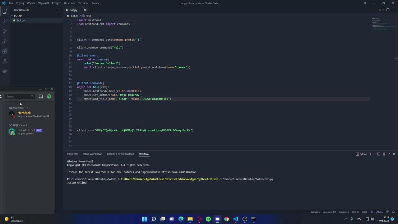 Jak zrobić komende help w nextcordzie Python? | Odcinek #2 - YouTube