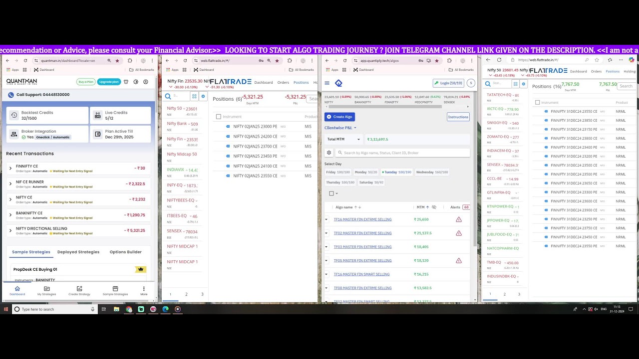 LIVE STREAMING OF ALGO TRADING (TRADE FLIX) - 31-12-2024 - EPISODE 325 ...