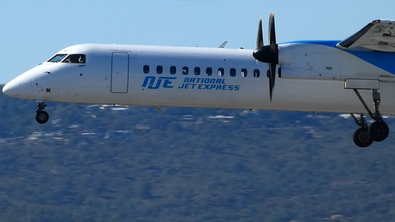 Cobham (now National Jet Express) VH-IYP Q400 Arrival on RWY 03 - YouTube