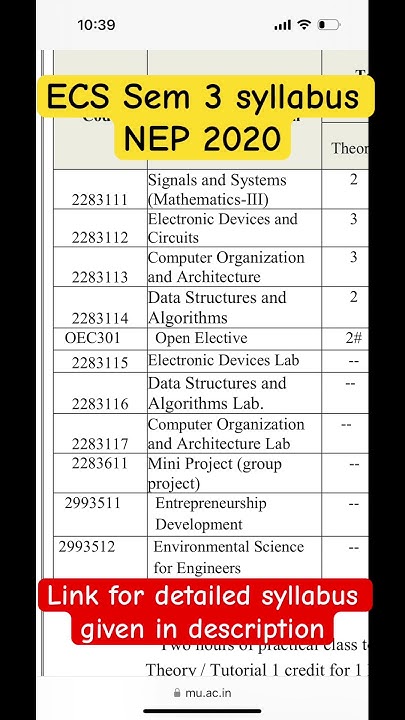Electronics & computer science Engineering sem 3 syllabus NEP 2020 🎯# ...
