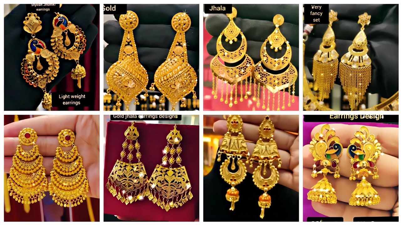 Latest 22k Gold jhale Jhumki Earrings| Gold Sui Dhaga Earrings| Gold ...