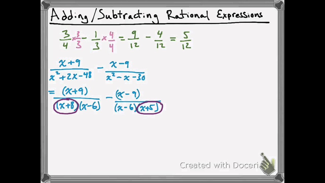 Adding and Subtracting Rational Expressions - YouTube