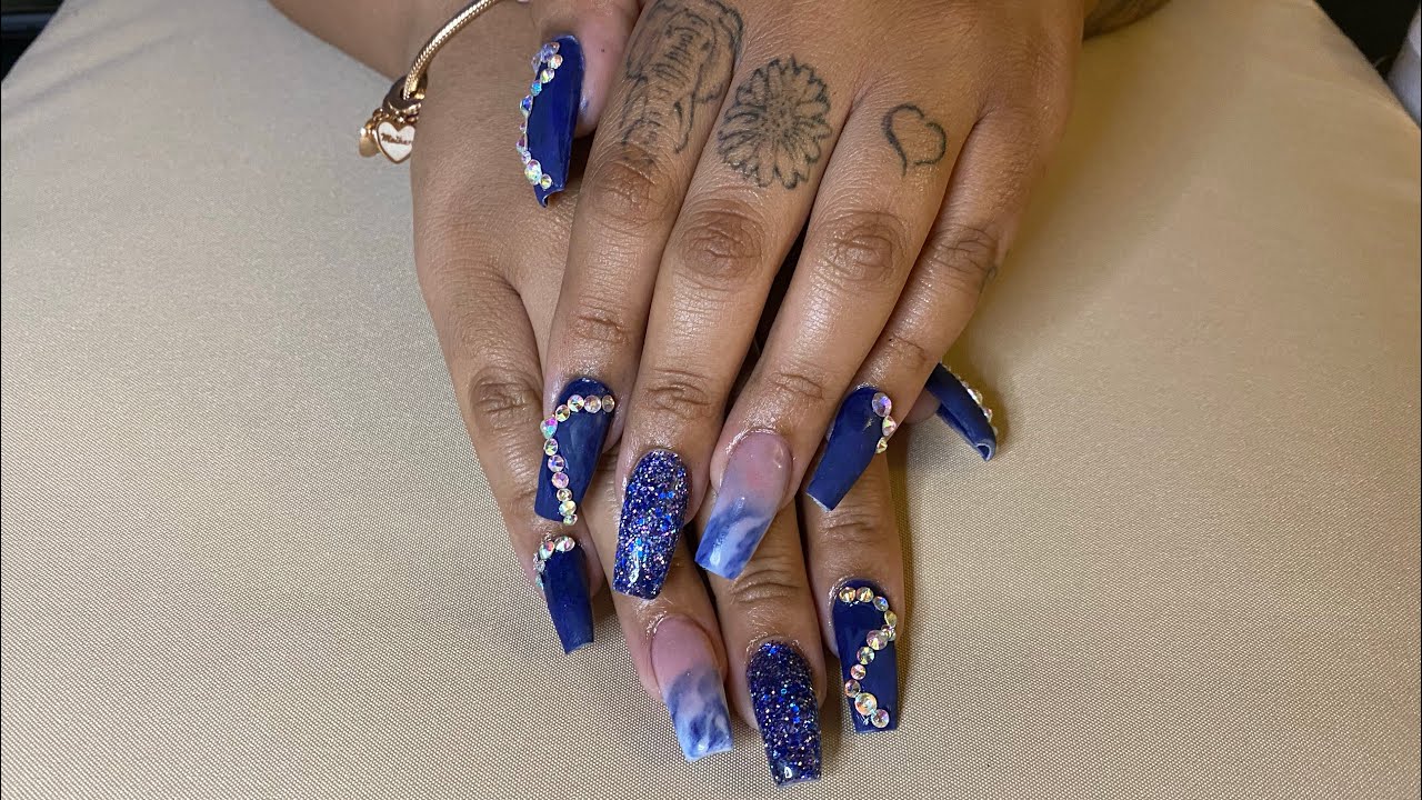 Blue Acrylic Nails Freestyle • Trust the process • Custom Made Royal ...