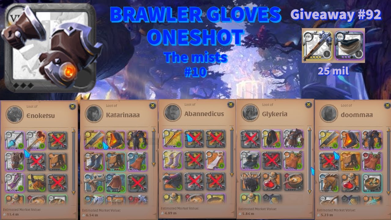 ONESHOT BRAWLER GLOVES The Mists #10 | Albion online - 25.000.000 ...