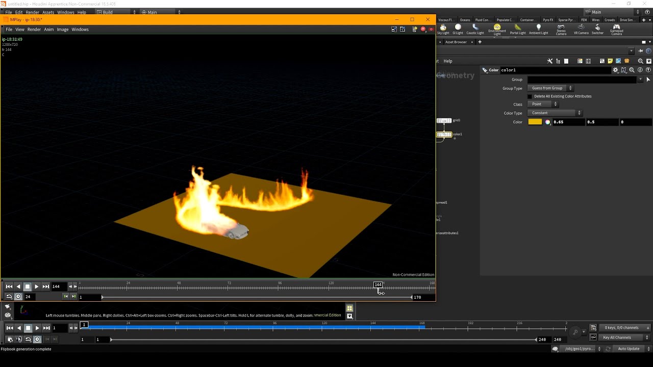 Tutorial - Fire trail in houdini Hindi - Spreading fire without self tool - #houdinifx # ...