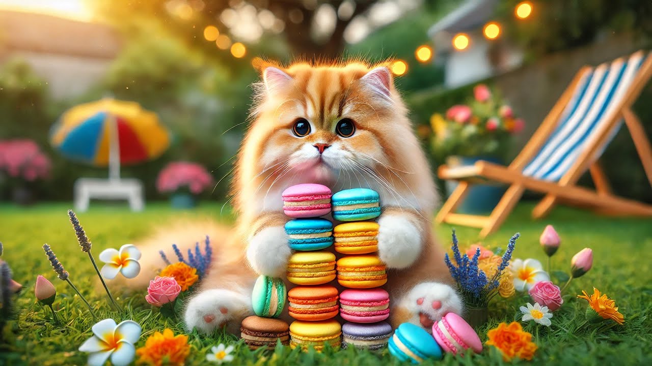 Who is after the macarons?🧁😵‍💫Cat Kitchen & cooking - YouTube