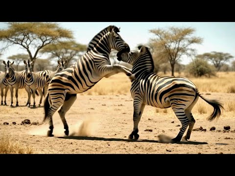 Zebra stallions fighting for mating rights. 