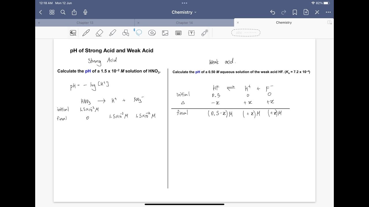 [Chemistry] Calculate pH of Strong Acid and Weak Acid using Ka ...