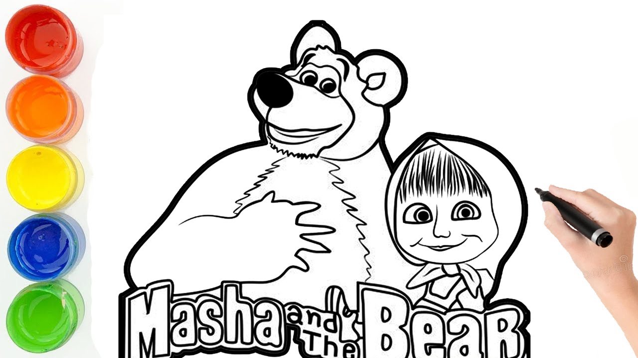 Masha and the Bear Drawing, Painting and Coloring For Kids || How To ...