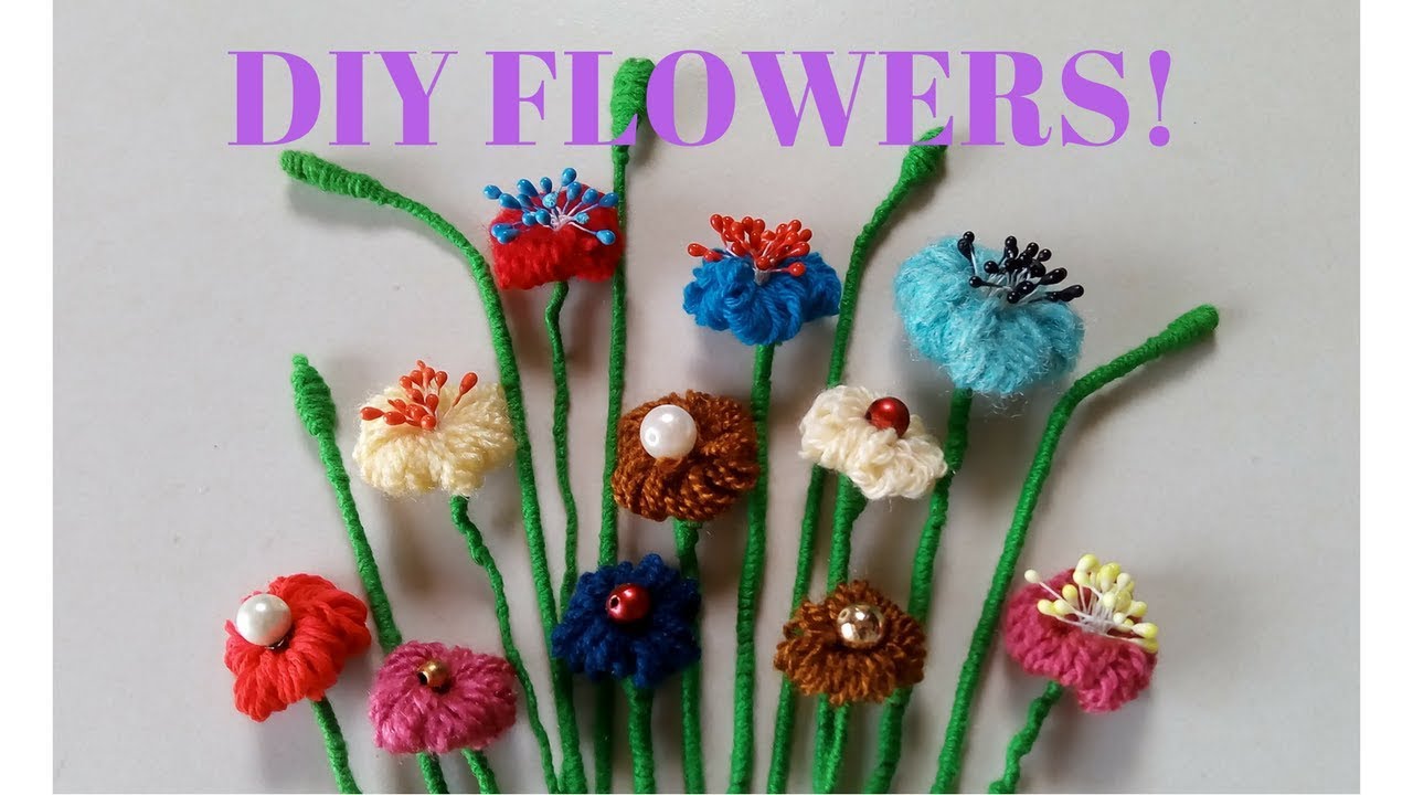 DIY Flowers made with WOOL! - YouTube