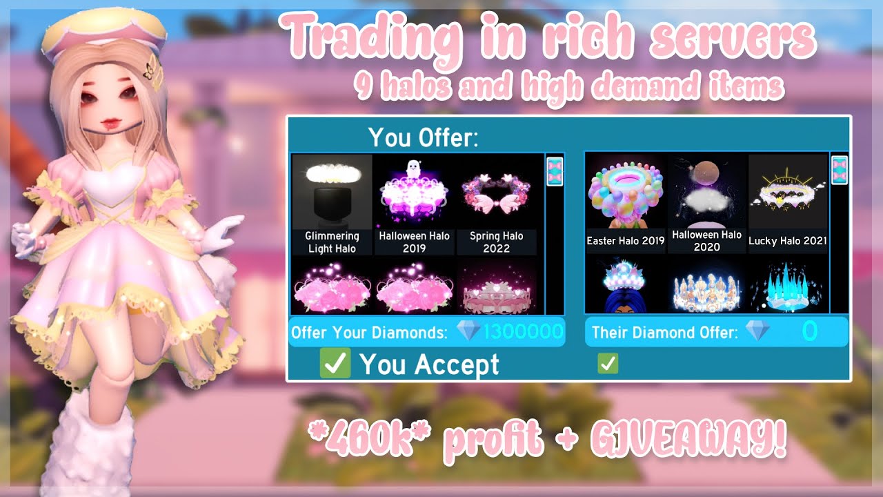 Trading in rich royale high servers *getting 9 halos and high demand ...