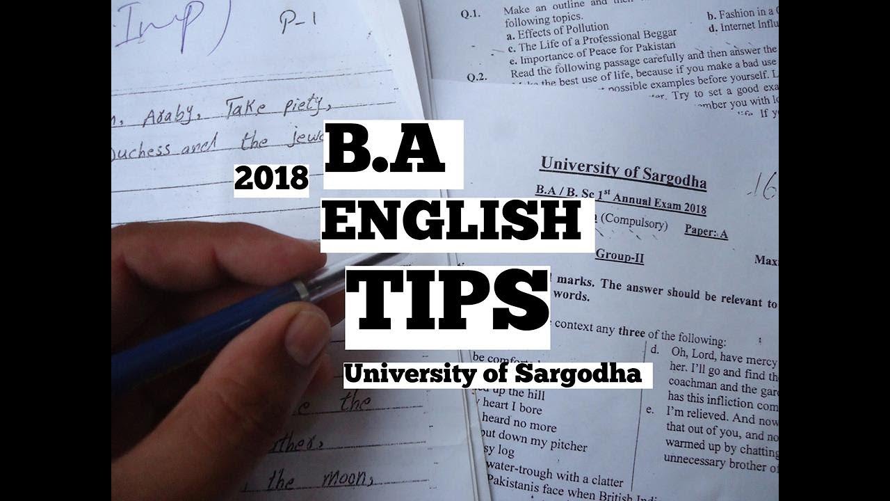 BA English Paper Preparation - BA English University Of Sargodha 2018 ...