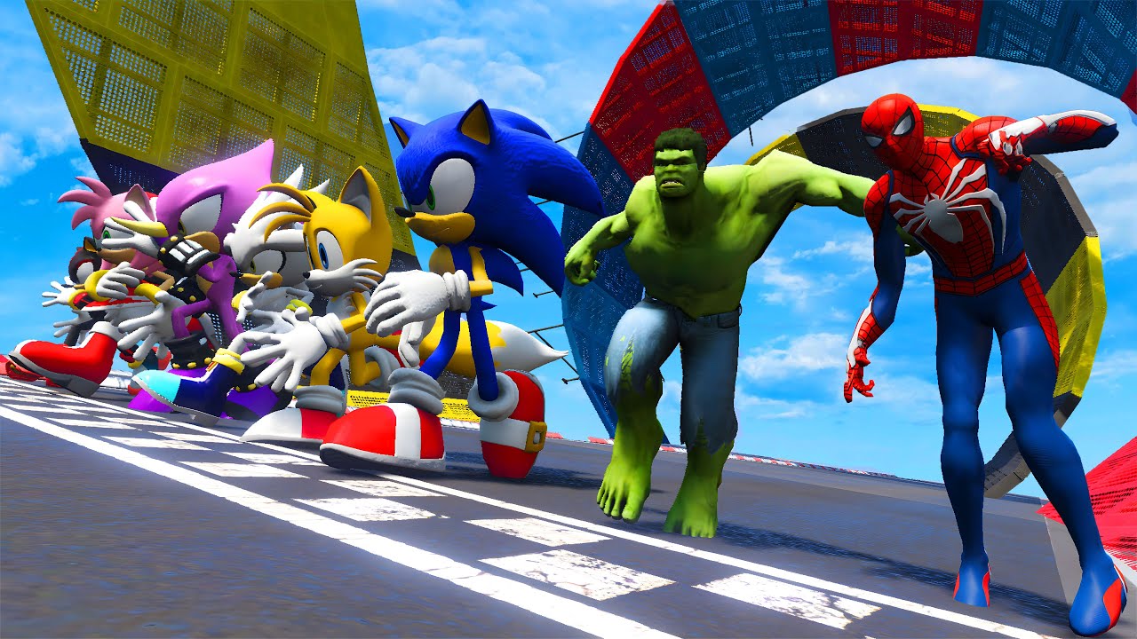 I Put Spider-Man, Hulk & Team Sonic in ONE RACE… Who Wins?! - YouTube
