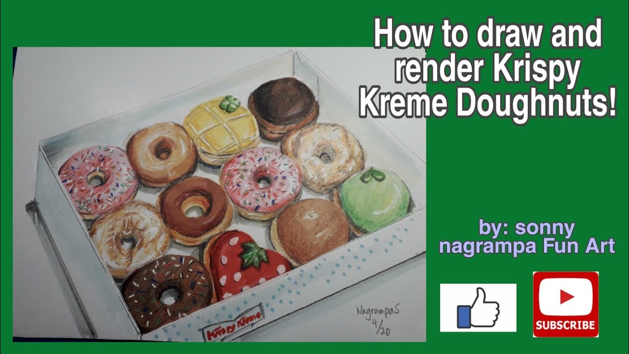 How to draw and render Krispy Kreme Doughnuts - YouTube