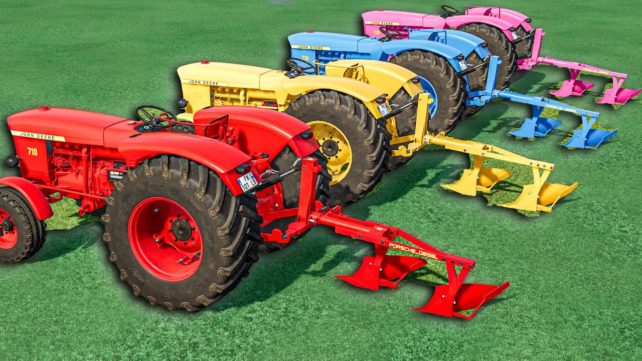John Deere With COLORS - EXPERT PLOW WORK with Mini TRACTORS - Farming ...