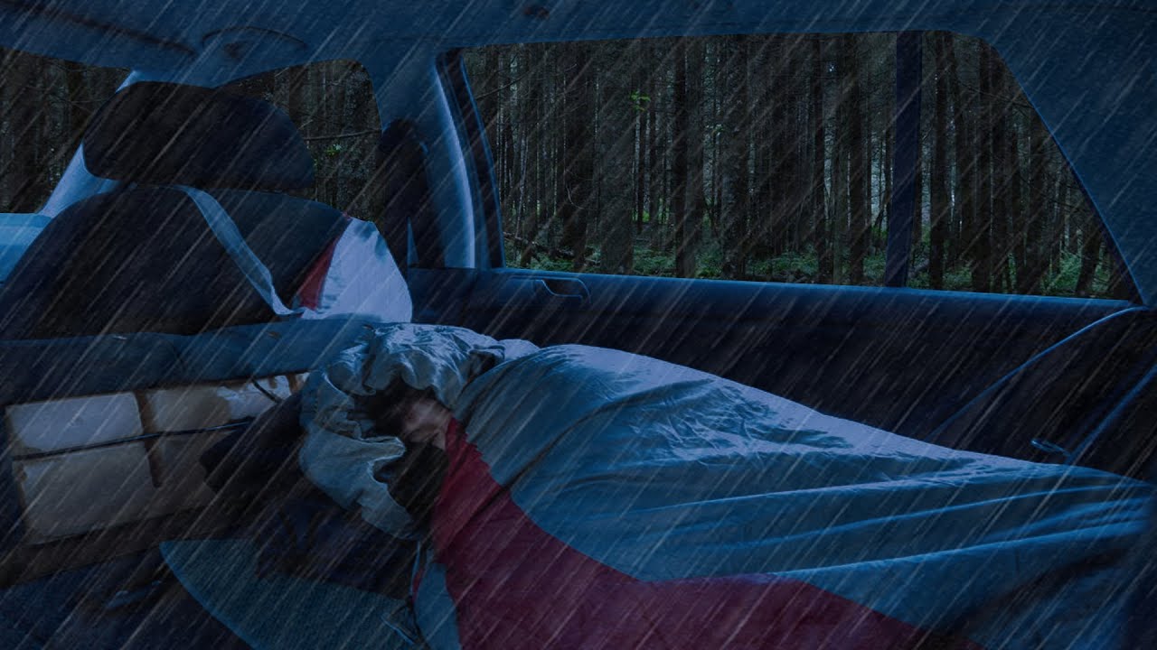 🔴Sleep Immeadiately In A RV Camper Van On The Day of Typhoon With Rain ...