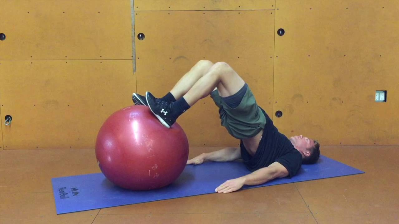 Stability Ball Feet Elevated Glute Bridge - YouTube