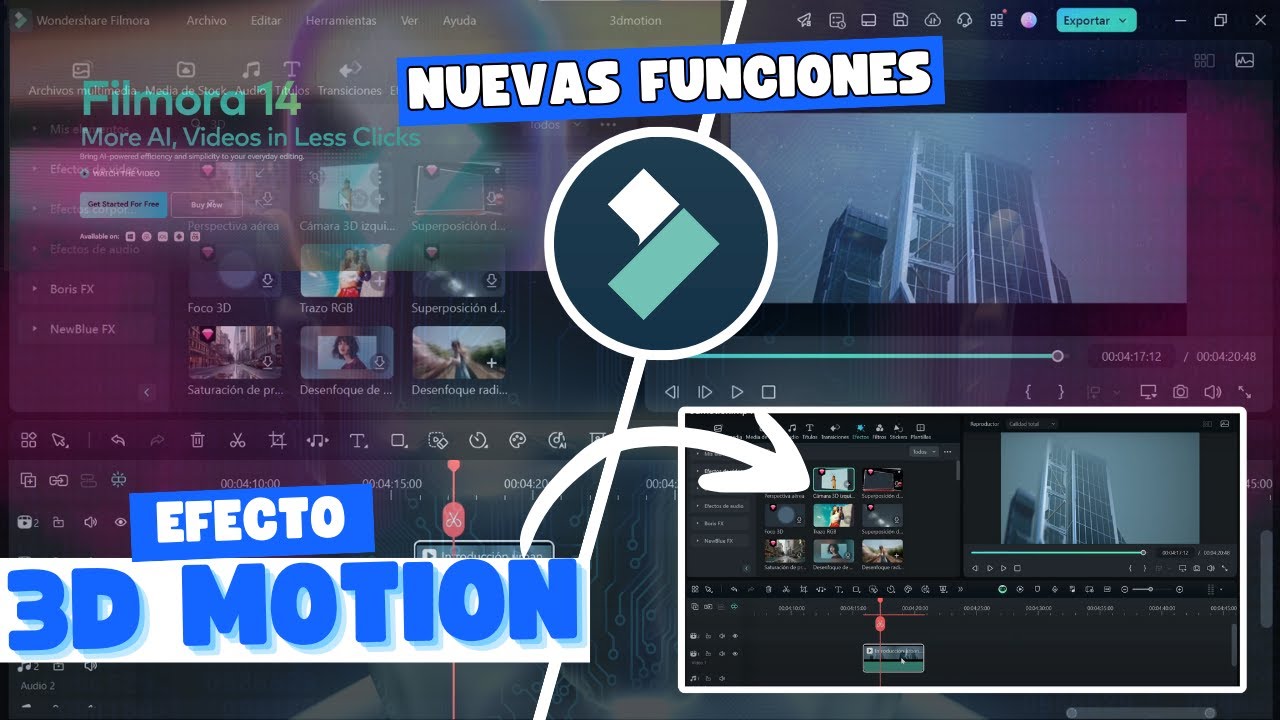 EFECTO 3D MOTION FILMORA 14 | Nuevas funciones Filmora - YouTube