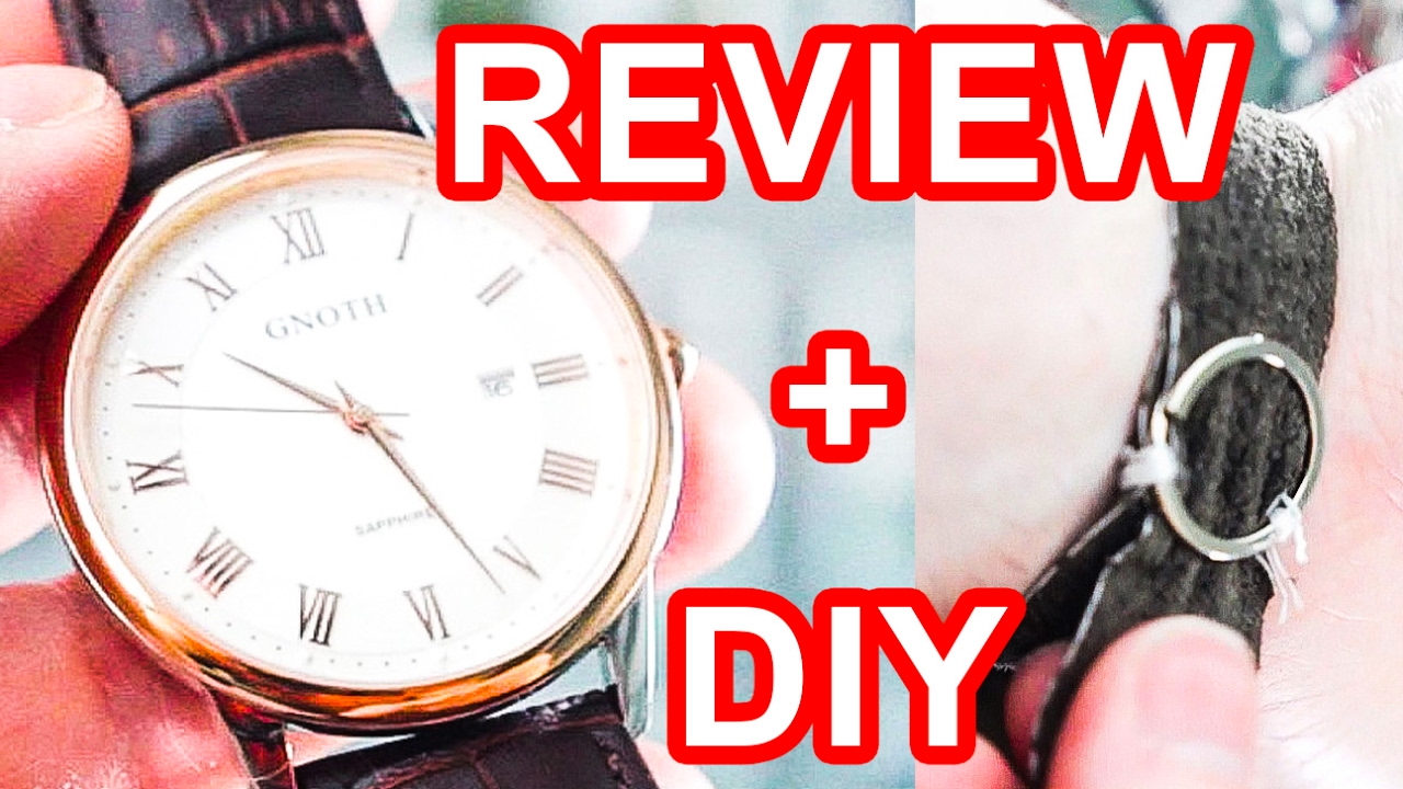 Affordable slim wrist watch review + DIY leather strap | GNOTH 6033M ...