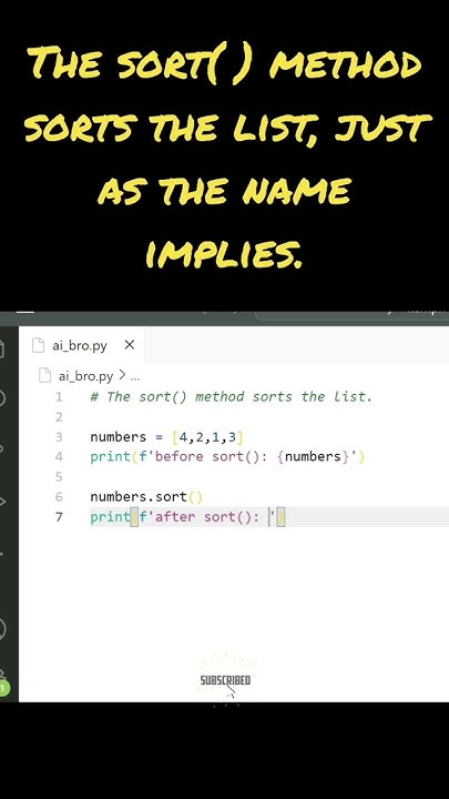 The Sort Method In Python Python Tutorials In 30 Seconds Python Pythontutorial