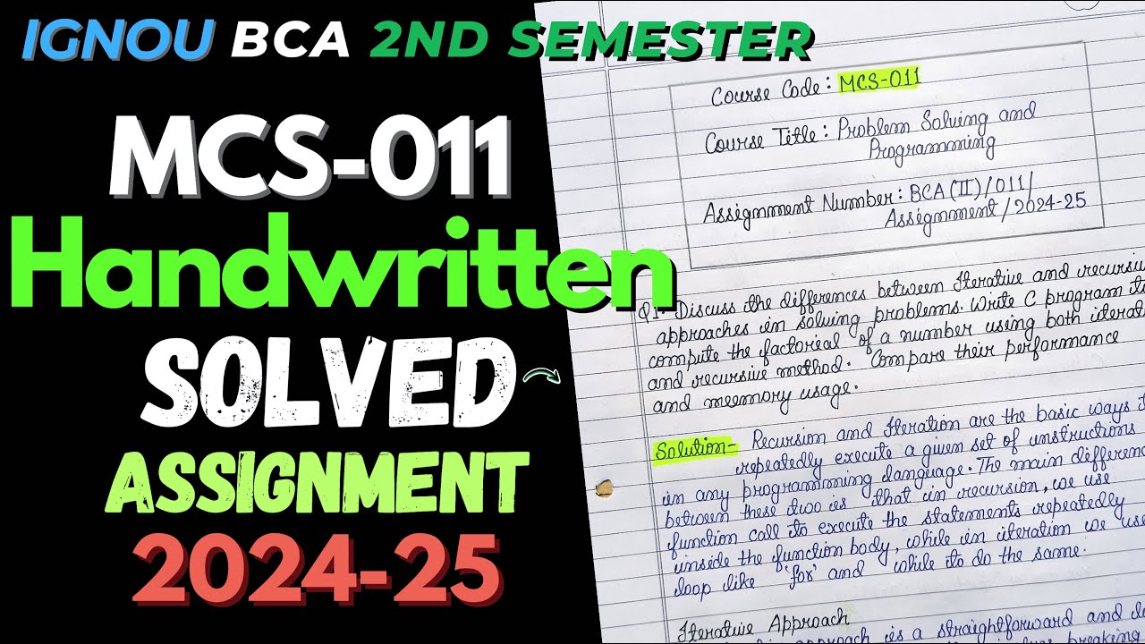 MCS-011 HANDWRITTEN Solved Assignment Jan 2025 || IGNOU BCA 2nd ...