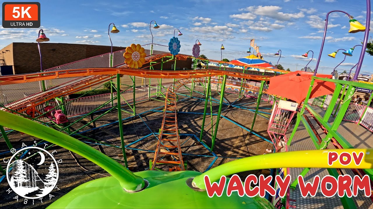 Wacky Worm Front Seat On Ride POV 5K | 3 LAPS! Kiddie Coaster | Bowling ...