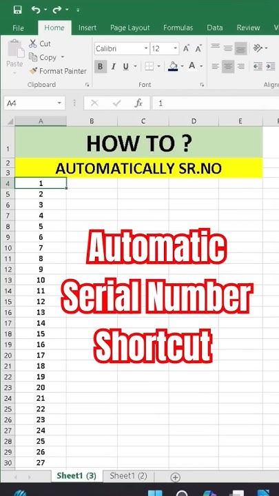Excel Interview Question Automatic Serial Number Shortcut Exceltips Dataanalysis