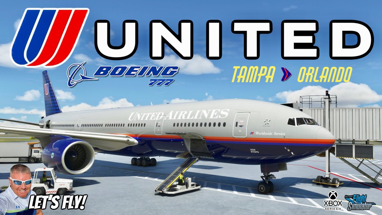 United Airlines Boeing 777 Flight From Tampa To Orlando Florida ...