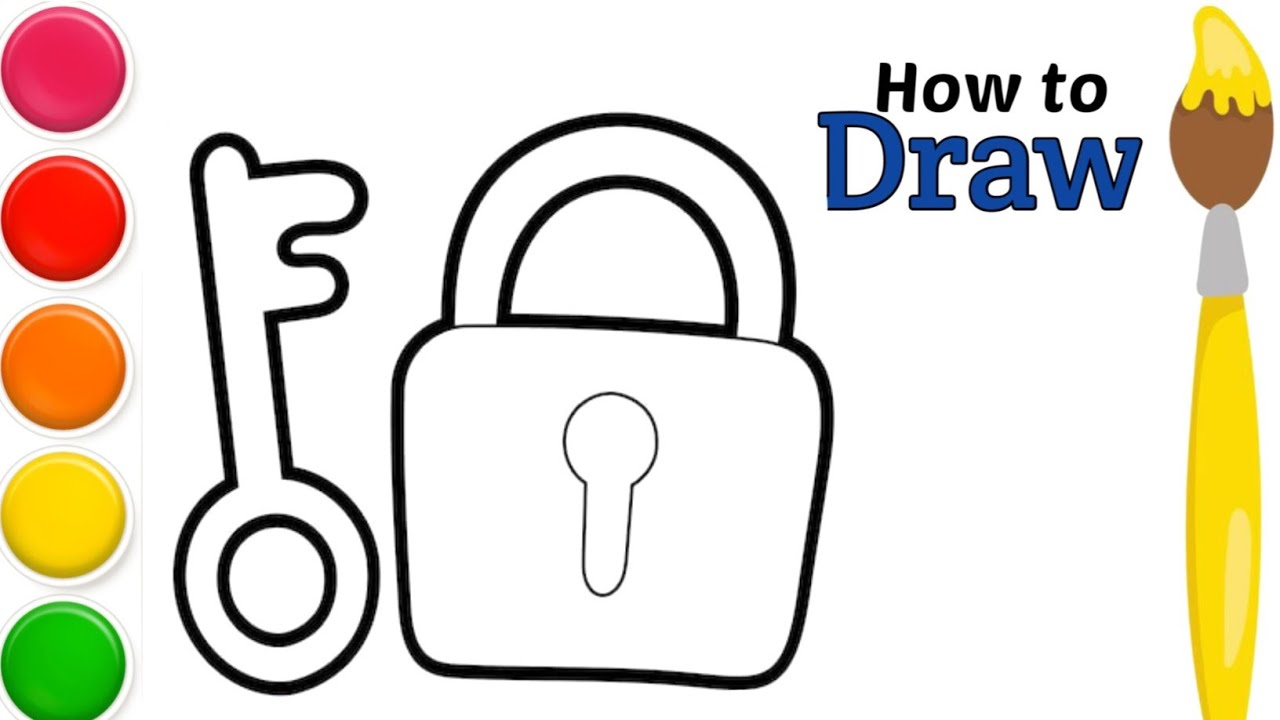 lock and key 🔐 easy drawing for kids. how to draw lock and key 🔐. # ...