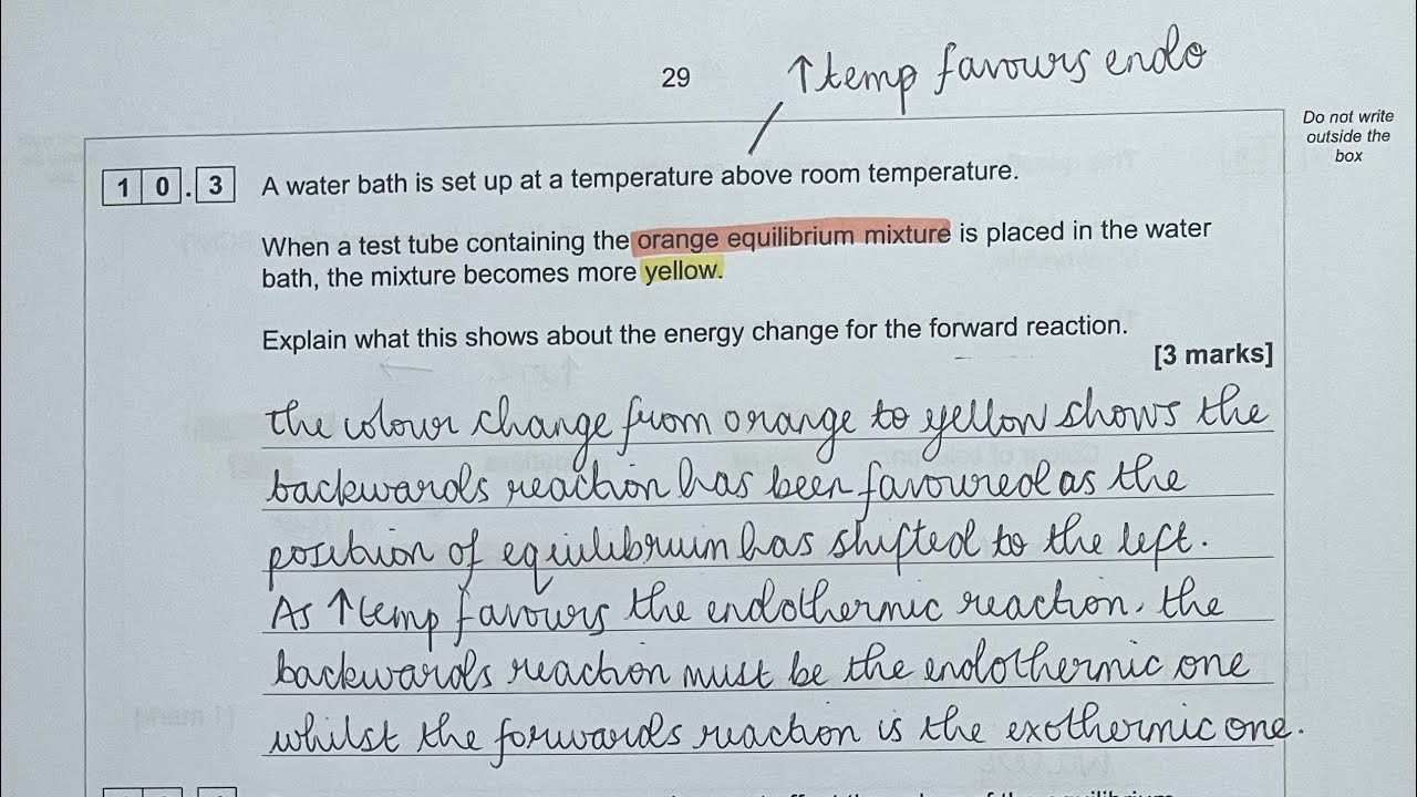 Worked exam answer - GCSE reversible reactions and Le Chatelier’s ...