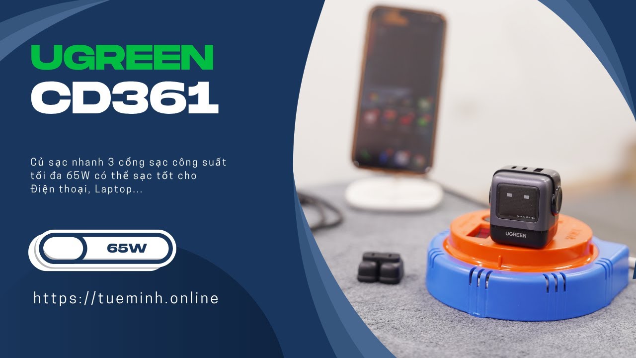 Trên tay bộ sạc nhanh 65W 3 cổng UGREEN CD361 - YouTube