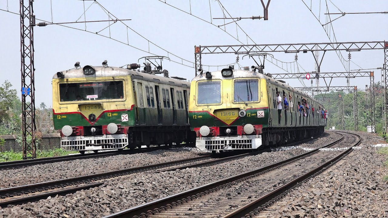 Indian Speedy EMU (Electric Multiple Unit) Trains Crossing || Indian ...