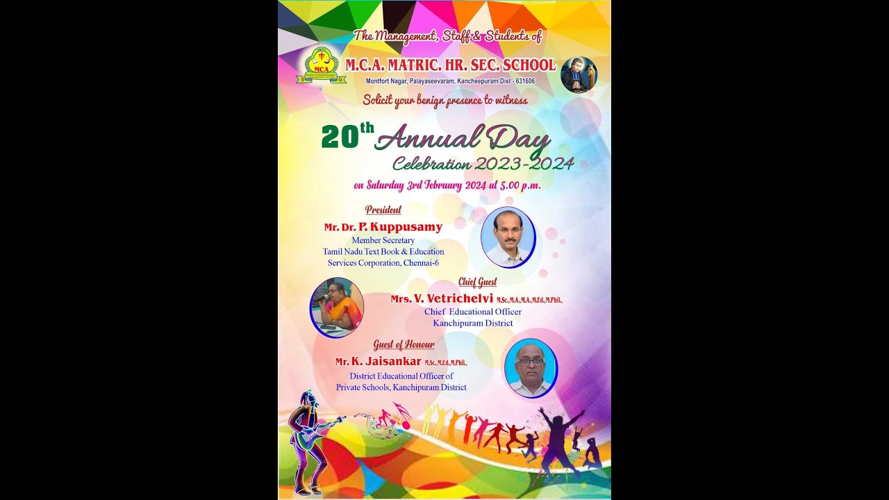 MCA Matric Hr. Sec school, Palayaseevaram,20th Annual Day Program ...