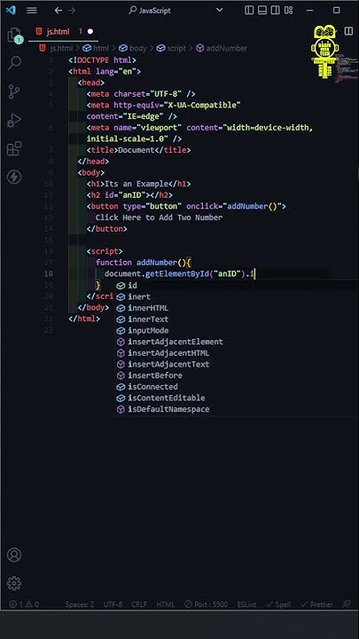 Using document.getElementById Method to add Two Numbers || #javascript #shorts #youtubeshorts ...
