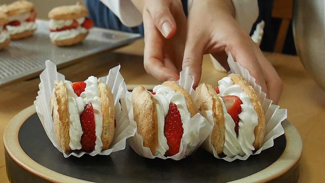 상큼한 딸기 다쿠아즈 만들기 (Strawberry Dacquoise) - YouTube