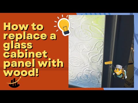 Replacing glass panels cabinet with wood panels - YouTube