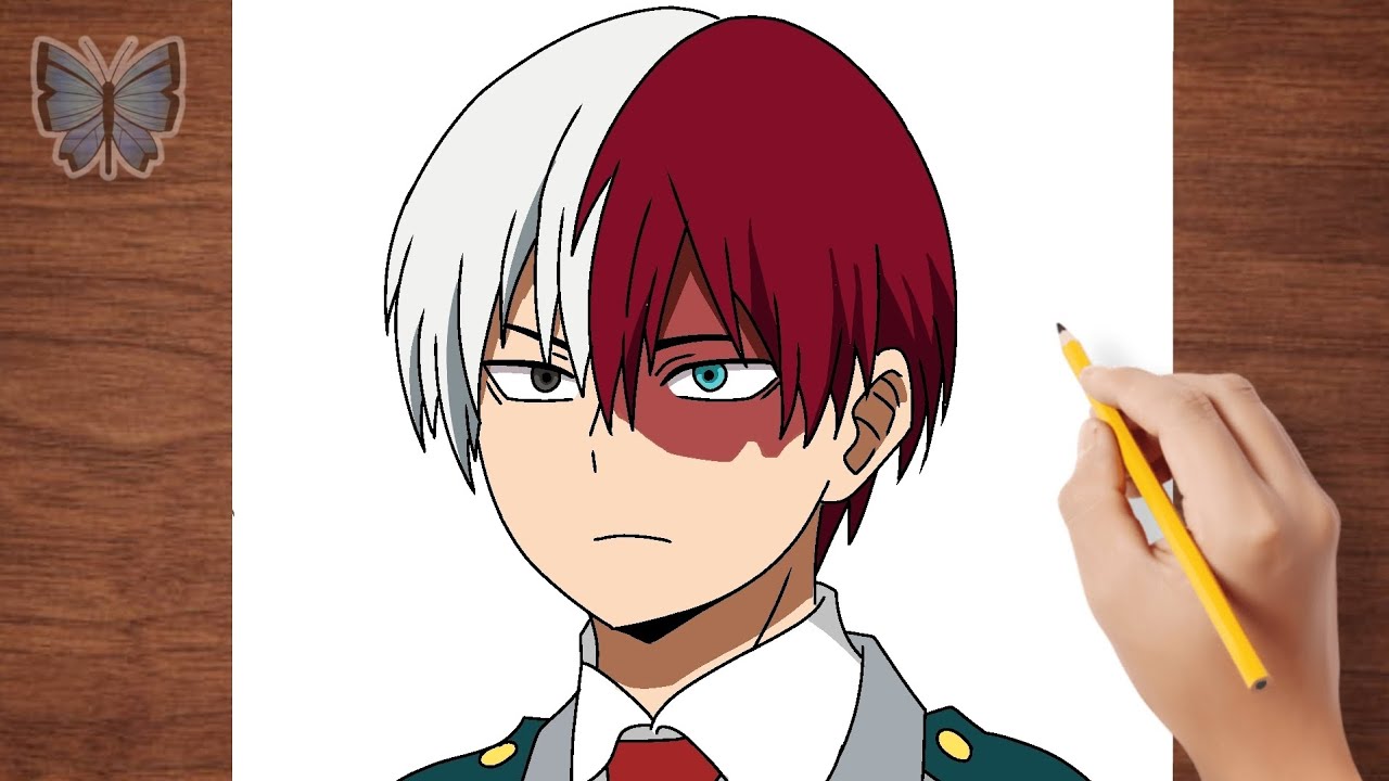 How to Draw Shoto Todoroki from My Hero Academia With Simple Steps Easy ...