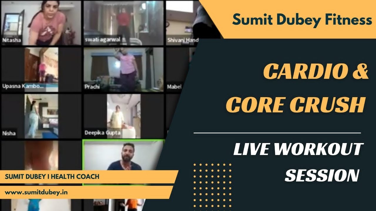 💥 Cardio & Core Crush: Live Workout Session 🏋️ l www.sumitdubey.in ...