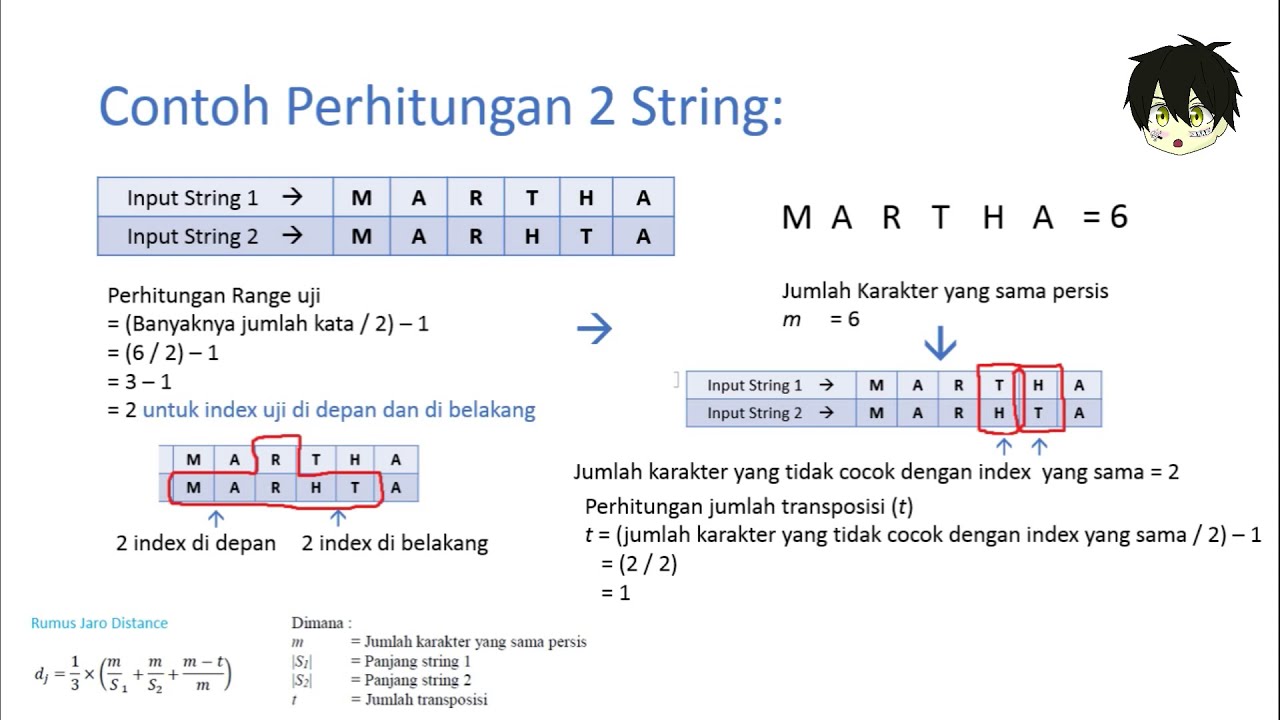 Pemahaman Cara Kerja Algoritma Jaro Winkler Distance Perhitungan