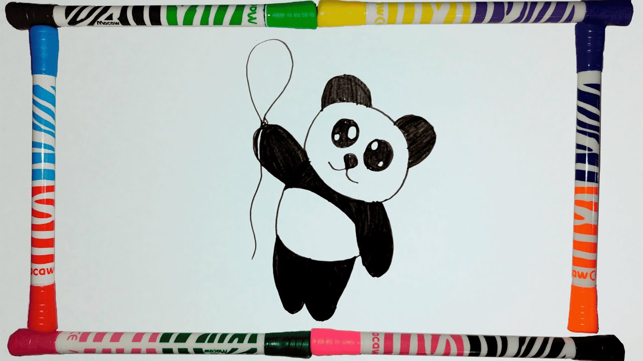 Draw cute panda, how to draw - YouTube