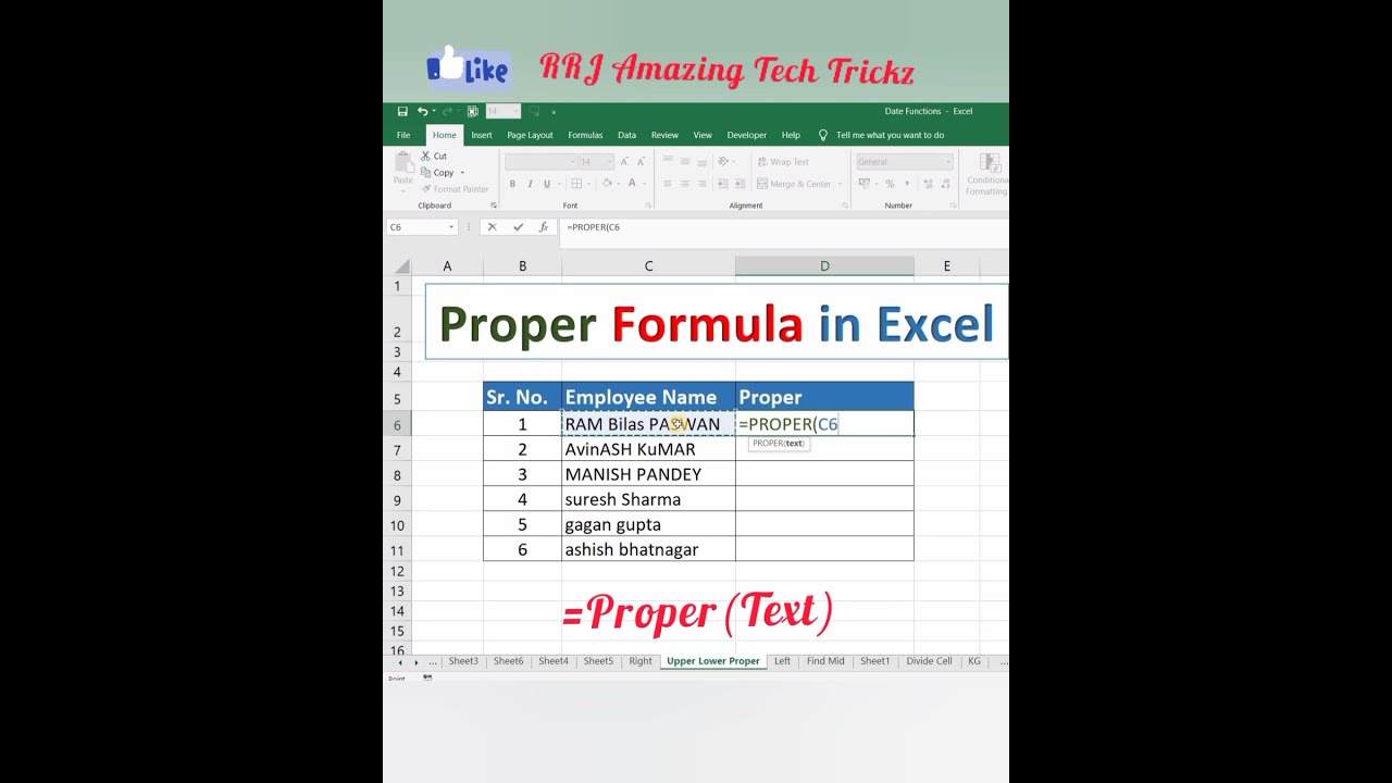 How To Use Proper Function In Excel Ll Capitalize First Letter Of Name How To Use Proper Function In Excel Ll Capitalize First Letter Of Name