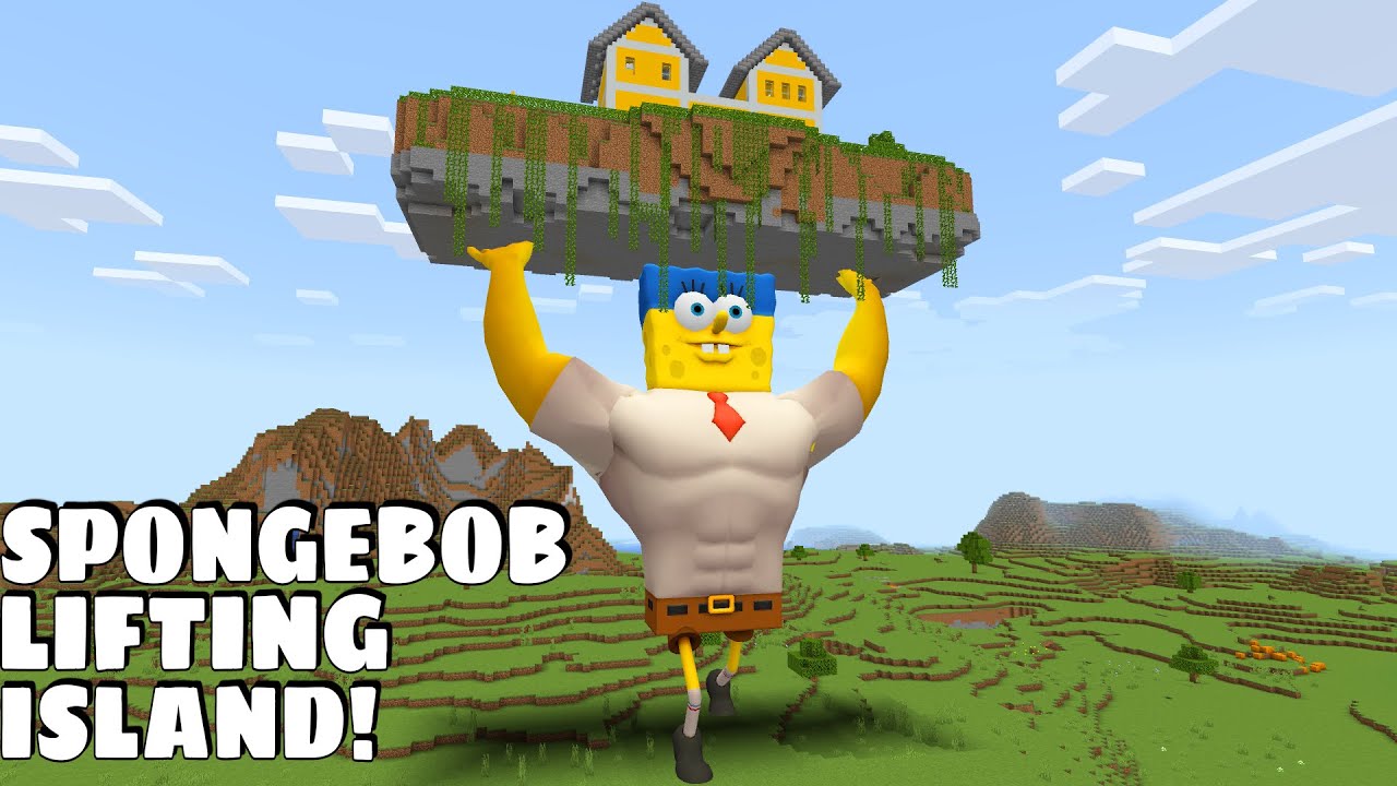 I found SUPER SPONGEBOB HOLDING FLOATING ISLAND in Minecraft - Gameplay ...