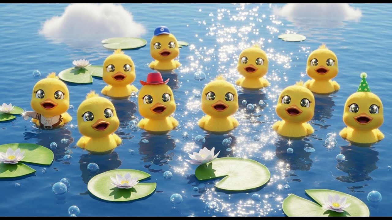 Ten Little Ducks Swimming in the Pond 🦆💦 | Counting Song for Kids ...
