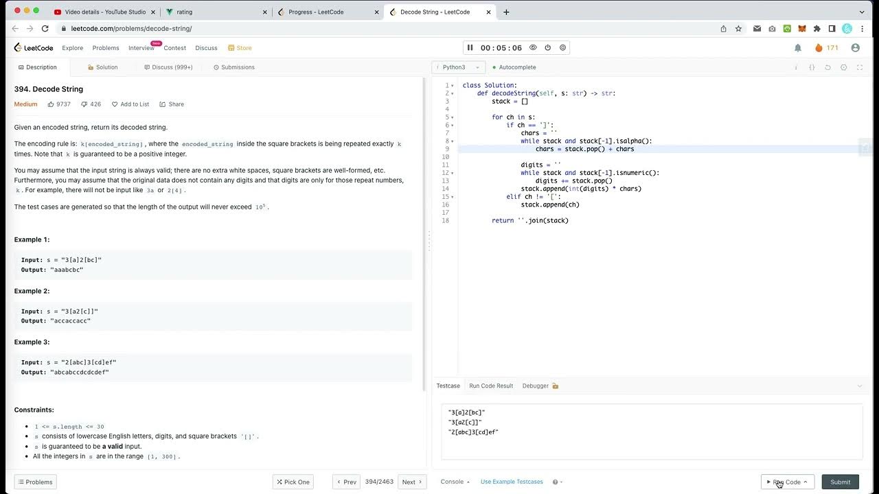 Solving Leetcode 394 Decode String Youtube