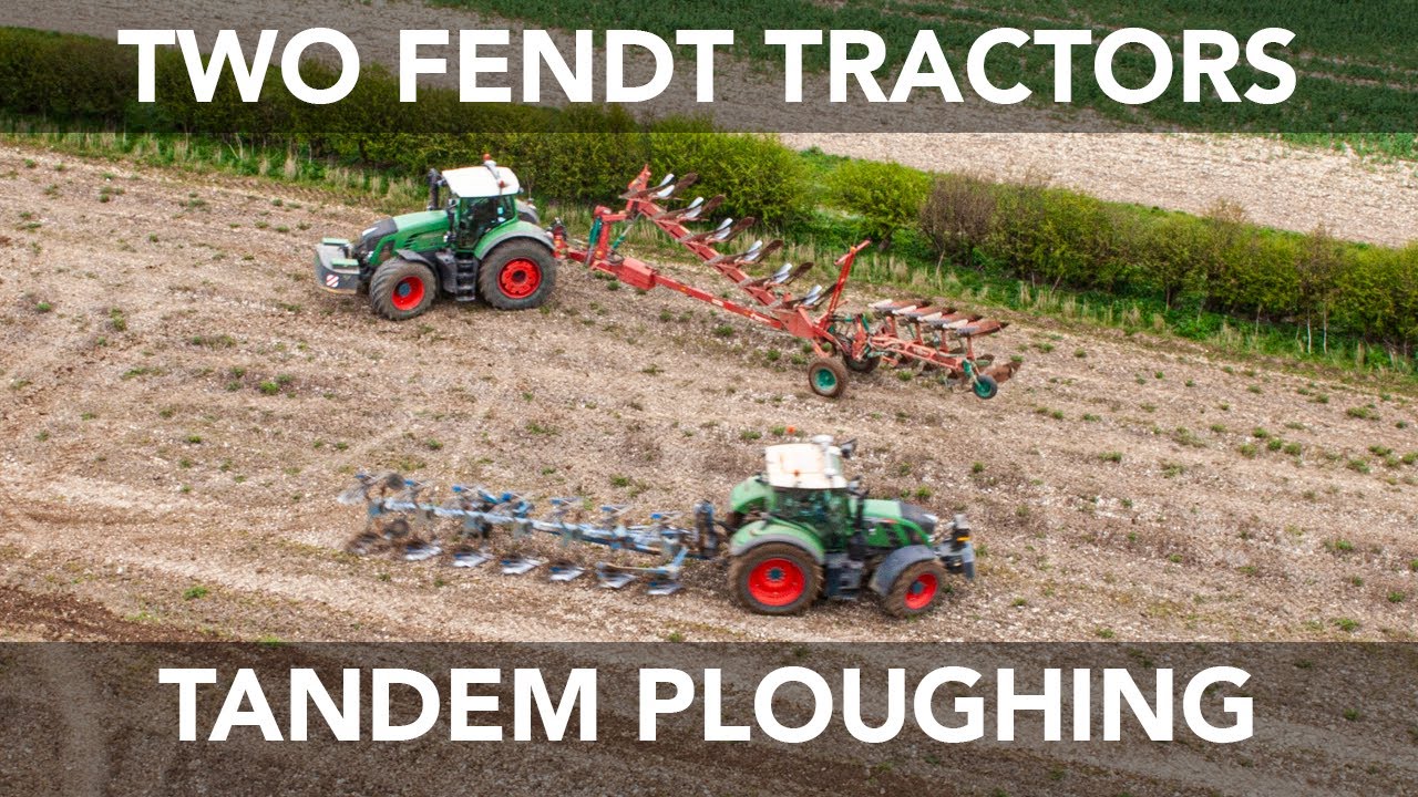 Two Fendt Tractors Ploughing Together - YouTube