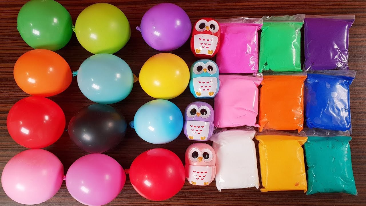Making Slime with Balloons Lip Balm and Clay - YouTube