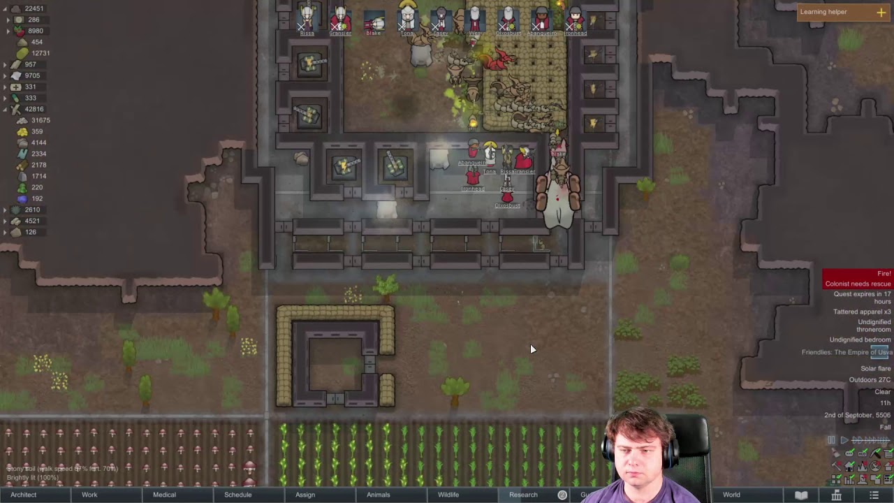 Insects raid during a solar flare | RimWorld 1st game - YouTube