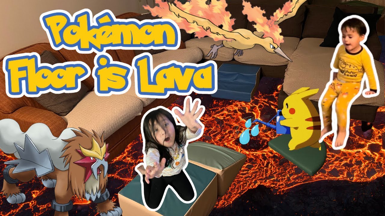 Kids play Floor is Lava POKÉMON STYLE. Real life Pokémon at Movie Night ...