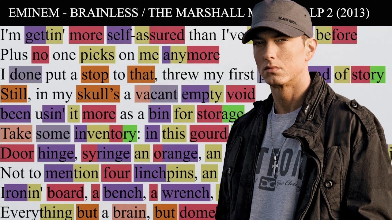 Eminem - Brainless (Rhyme Scheme) Highlighted - YouTube